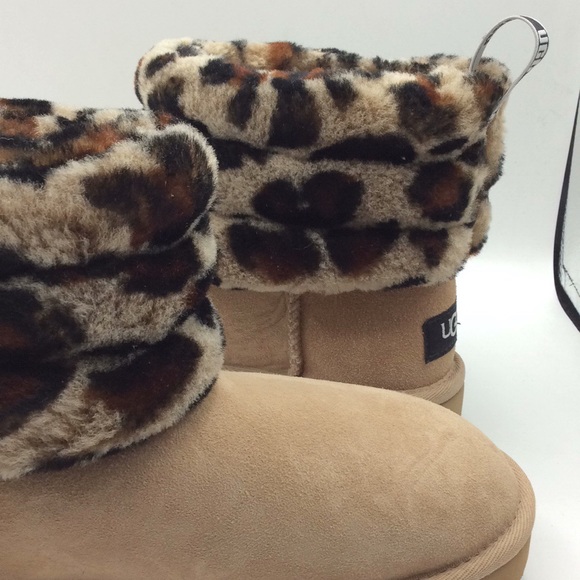 UGG | Shoes | Ugg Mini Fluff Quilted Leopard Animal Print Boots | Poshmark